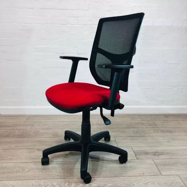 Senator Task Mesh Back Chair, Fully Adjustable, Red & Black - - Jam Indu...
